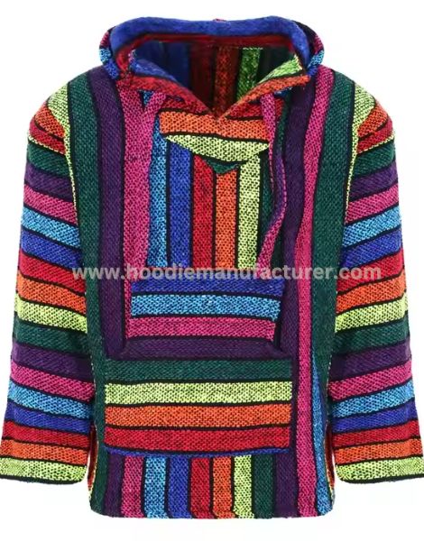 Wholesale Pure Cotton Mexican Baja Jerga Hoody Form Hoodie Manufacturer